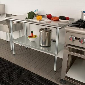 HARDURA Stainless Steel Table Prep & Work Table 24 x 48 Inches NSF Heavy Duty Commercial with Undershelf and Backsplash for Restaurant Kitchen Home and Hotel