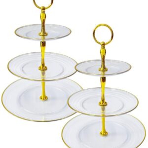 Cupcake Stand, 3-Tier Dessert Plates Mini Cakes Fruit Candy Display Tower Lollipop Stand Cookie Cupcake Tower Dessert Stand Lollipop Stand Cake Stand Tray Rack Candy Buffet Holder (Clear - 2 Pack)