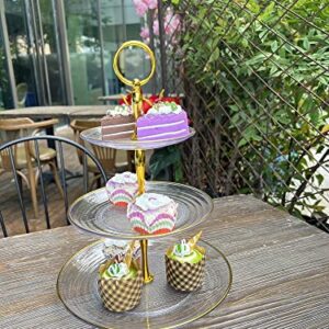 Cupcake Stand, 3-Tier Dessert Plates Mini Cakes Fruit Candy Display Tower Lollipop Stand Cookie Cupcake Tower Dessert Stand Lollipop Stand Cake Stand Tray Rack Candy Buffet Holder (Clear - 2 Pack)