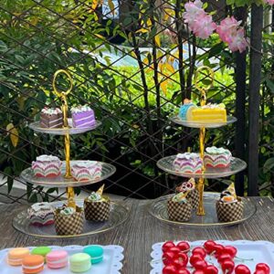 Cupcake Stand, 3-Tier Dessert Plates Mini Cakes Fruit Candy Display Tower Lollipop Stand Cookie Cupcake Tower Dessert Stand Lollipop Stand Cake Stand Tray Rack Candy Buffet Holder (Clear - 2 Pack)