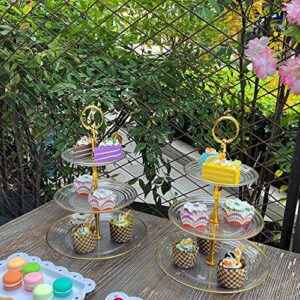 Cupcake Stand, 3-Tier Dessert Plates Mini Cakes Fruit Candy Display Tower Lollipop Stand Cookie Cupcake Tower Dessert Stand Lollipop Stand Cake Stand Tray Rack Candy Buffet Holder (Clear - 2 Pack)