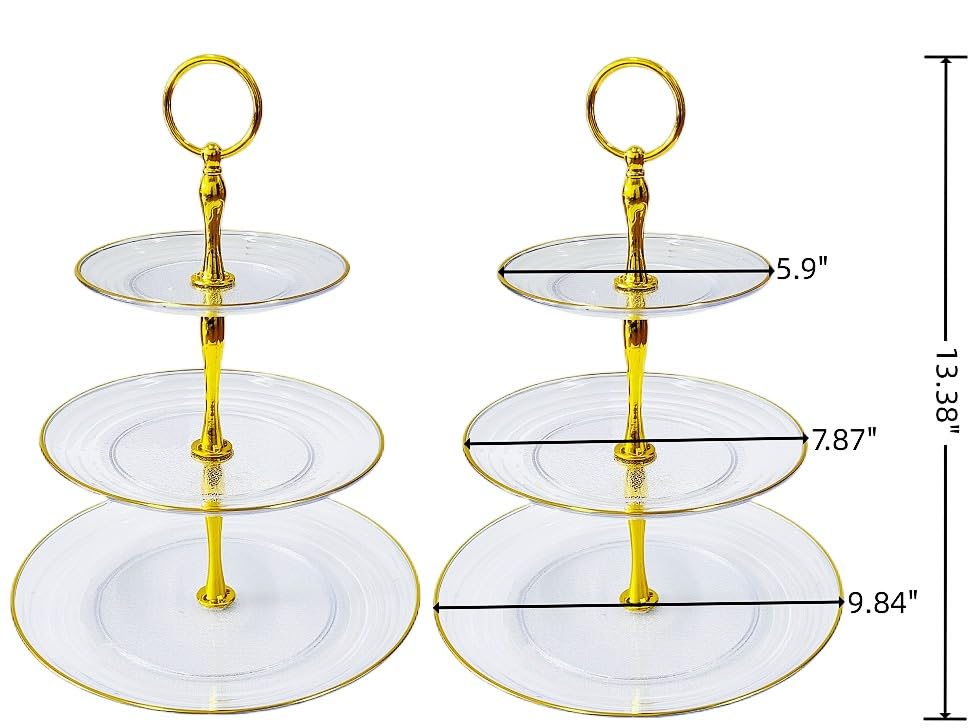 Cupcake Stand, 3-Tier Dessert Plates Mini Cakes Fruit Candy Display Tower Lollipop Stand Cookie Cupcake Tower Dessert Stand Lollipop Stand Cake Stand Tray Rack Candy Buffet Holder (Clear - 2 Pack)