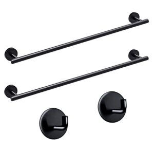 toptowel 4 pieces bath towel bars, includes 2 packs 16inch bath towel rack,2pcs adhesive hook- black bathroom hardware sets