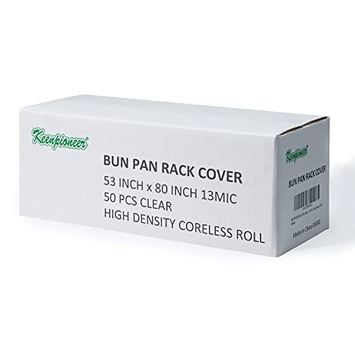 Keenpineer Disposable Bun Pan Rack Cover Rolls, 53x 80 Inch, Clear (Case of 50)