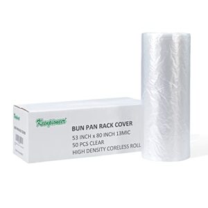 Keenpineer Disposable Bun Pan Rack Cover Rolls, 53x 80 Inch, Clear (Case of 50)