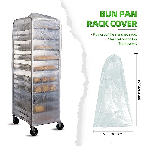 Keenpineer Disposable Bun Pan Rack Cover Rolls, 53x 80 Inch, Clear (Case of 50)