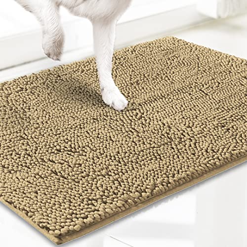 Muddy Mat® AS-SEEN-ON-TV Highly Absorbent Microfiber Door Mat and Pet Rug, Non Slip Thick Washable Area and Bath Mat Soft Chenille for Kitchen Bathroom Bedroom Indoor and Outdoor- Beige Medium 30"X19"