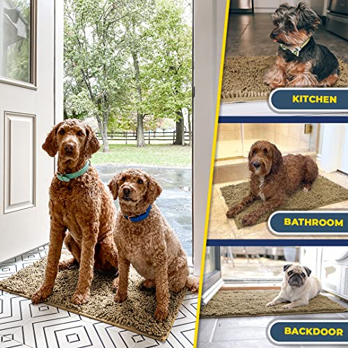 Muddy Mat® AS-SEEN-ON-TV Highly Absorbent Microfiber Door Mat and Pet Rug, Non Slip Thick Washable Area and Bath Mat Soft Chenille for Kitchen Bathroom Bedroom Indoor and Outdoor- Beige Medium 30"X19"