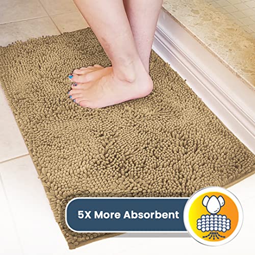 Muddy Mat® AS-SEEN-ON-TV Highly Absorbent Microfiber Door Mat and Pet Rug, Non Slip Thick Washable Area and Bath Mat Soft Chenille for Kitchen Bathroom Bedroom Indoor and Outdoor- Beige Medium 30"X19"