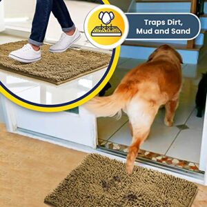 Muddy Mat® AS-SEEN-ON-TV Highly Absorbent Microfiber Door Mat and Pet Rug, Non Slip Thick Washable Area and Bath Mat Soft Chenille for Kitchen Bathroom Bedroom Indoor and Outdoor- Beige Medium 30"X19"