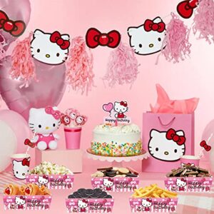 Kitty Birthday Party Supplies for Girls, 24pcs Kitty Birthday Decorations Paper Food Trays, Kitty Party Favors Movie Snack Trays Hot Dog Popcorn