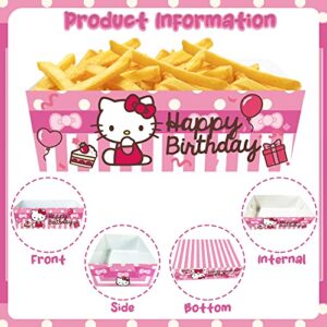 Kitty Birthday Party Supplies for Girls, 24pcs Kitty Birthday Decorations Paper Food Trays, Kitty Party Favors Movie Snack Trays Hot Dog Popcorn