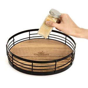 Gennua Kitchen 10” Acacia Wood Lazy Susan Turntable Organizer for Spices, Condiments, and More - Wooden Cabinet and Pantry Organization and Storage - Practical Gift Idea for Wedding or Housewarming