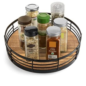 Gennua Kitchen 10” Acacia Wood Lazy Susan Turntable Organizer for Spices, Condiments, and More - Wooden Cabinet and Pantry Organization and Storage - Practical Gift Idea for Wedding or Housewarming