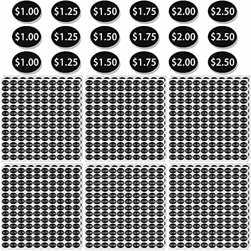 Cosmmap 12 Sheets Vending Machine Price Labels, 1440pcs Snack Vending Machine Labels Stickers, Soda Beverage Price Labels Stickers $1.00 $1.25 $1.50 $1.75 $2.00 $2.50 Black for Business Stores(Black)