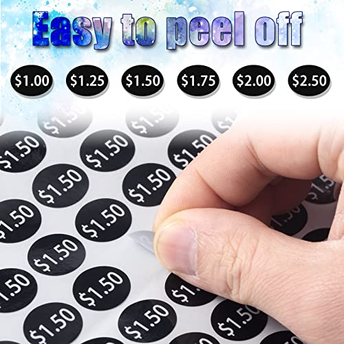 Cosmmap 12 Sheets Vending Machine Price Labels, 1440pcs Snack Vending Machine Labels Stickers, Soda Beverage Price Labels Stickers $1.00 $1.25 $1.50 $1.75 $2.00 $2.50 Black for Business Stores(Black)