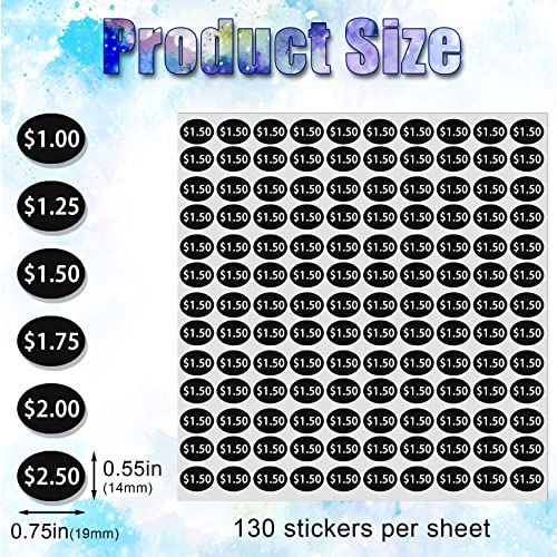 Cosmmap 12 Sheets Vending Machine Price Labels, 1440pcs Snack Vending Machine Labels Stickers, Soda Beverage Price Labels Stickers $1.00 $1.25 $1.50 $1.75 $2.00 $2.50 Black for Business Stores(Black)