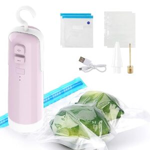 mini bag sealer with cutter, portable food heat sealer machine - 4 in 1 handheld electric vacuum sealer/mini bag sealer/balloon pump/bags cutter for home or travel