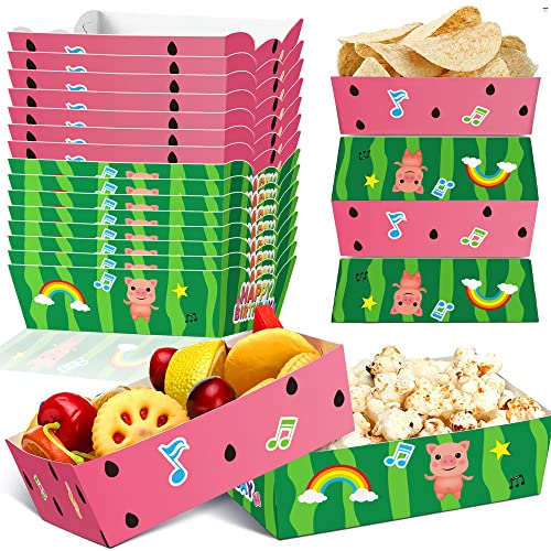 Nabenkalu Cartoon Melon Paper Food Trays 24pcs Watermelon Snack bowl for Kid Theme Birthday Decoration Baby Shower Party Supplies