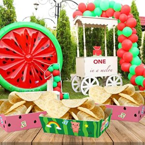 Nabenkalu Cartoon Melon Paper Food Trays 24pcs Watermelon Snack bowl for Kid Theme Birthday Decoration Baby Shower Party Supplies