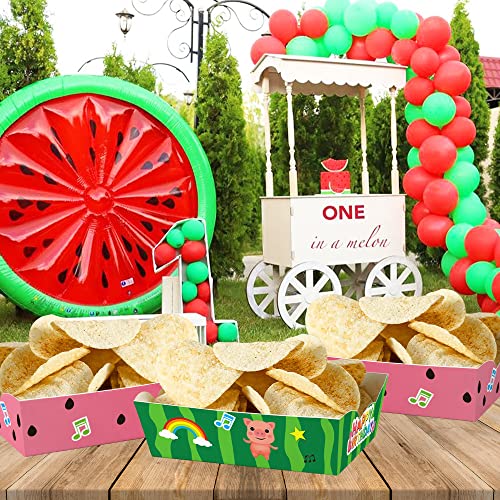 Nabenkalu Cartoon Melon Paper Food Trays 24pcs Watermelon Snack bowl for Kid Theme Birthday Decoration Baby Shower Party Supplies