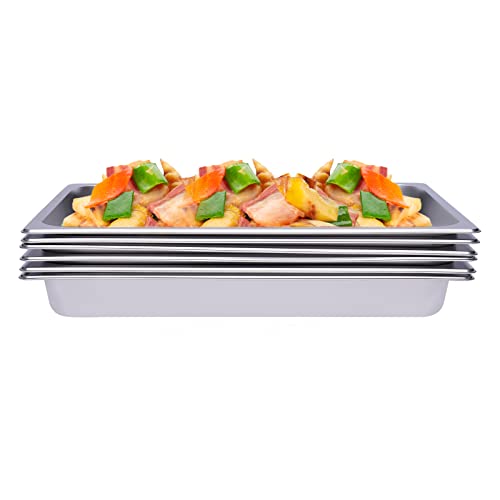 6 Pack Full Size Stainless Steel Steam Hotel Pan 20.87 x 12.99 x 2.5 In Steam Table Pan Food Service Pan for Party, Kitchen, Restaurant, Hotel