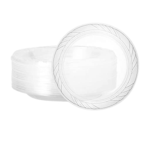 BESTYTY 40-Pack Clear Plastic Plates - 6-Inch Microwave Safe Plastic Plate - Disposable Clear Plates for Party, Wedding Dessert Plates, Catering Disposable Plates, Food Service Supplies