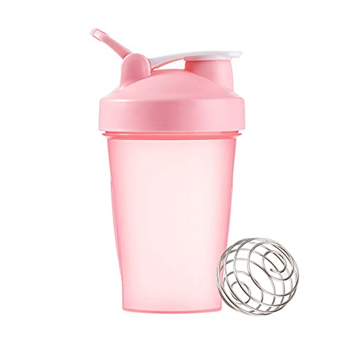 NaDale Shaker Bottle for Protein Mixes 12oz/400ml Pre Workout Shaker Bottles with A Small Stainless Blender Ball and Classic Loop Hook BPA Free, Pink