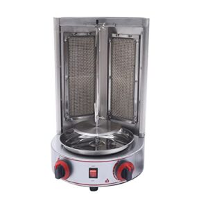 piaocaiyin vertical rotisserie, rotisserie machine, shawarma grill machine, gas vertical broiler shawarma machine, with 2 burners shawarma machine for restaurant dinner home kitchen