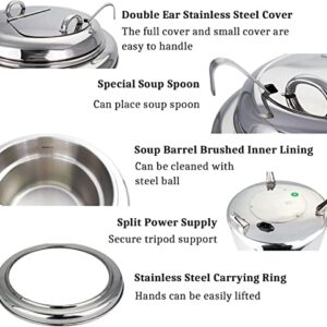 ANSNAL Stainless Steel Commercial Grade Soup Kettle, 380 W Portable Food Soup Kettle Warmer with Inner Tank, for Buffet, Restaurant, Party, Event, and Catering