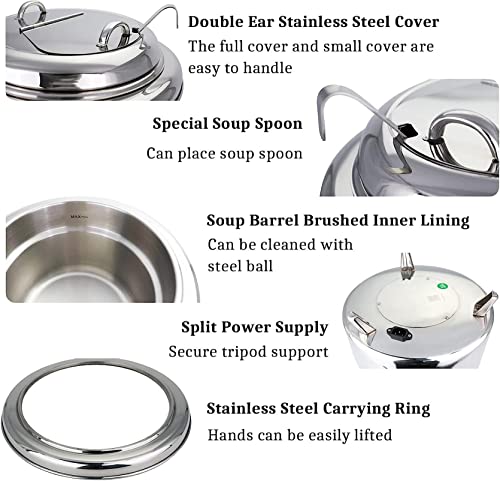 ANSNAL Stainless Steel Commercial Grade Soup Kettle, 380 W Portable Food Soup Kettle Warmer with Inner Tank, for Buffet, Restaurant, Party, Event, and Catering