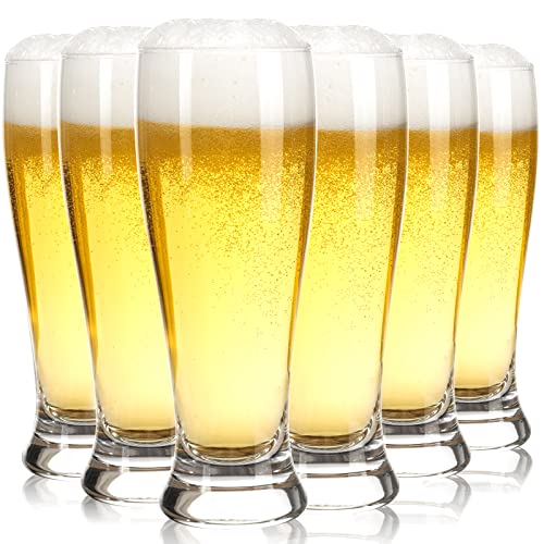 CUCUMI 6pcs 16oz Beer Glasses Drinking Set Glassware Beer Cups for Bar Pub Classic Beer Glasses Gift for Men