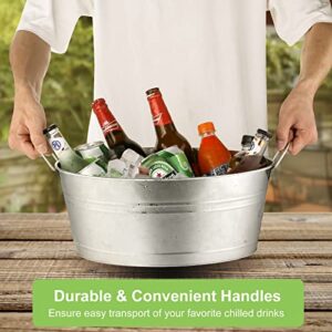 HOMKULA Ice Buckets for Parties - Galvanized Beverage Tub, Beer Buckets for Bars, Large Wine Ice Buckets, Drink Buckets, 2 Pack x 2.5 Gallons