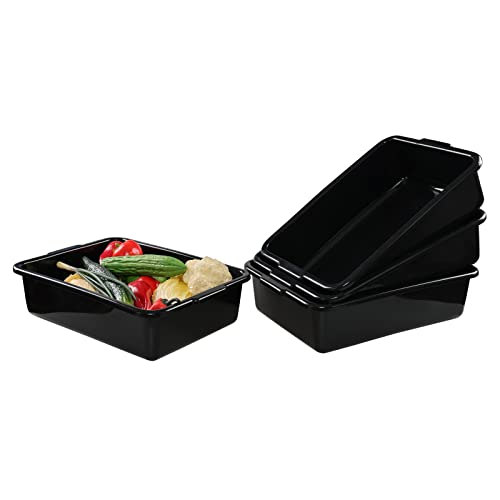 Easymanie 13 L Commercial Bus Tub Box, 4 Pack, Dishpans for Restaurants, Black