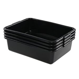 Easymanie 13 L Commercial Bus Tub Box, 4 Pack, Dishpans for Restaurants, Black