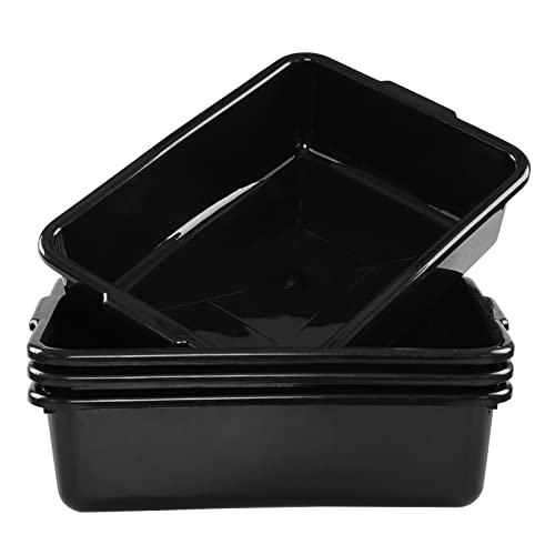 Easymanie 13 L Commercial Bus Tub Box, 4 Pack, Dishpans for Restaurants, Black