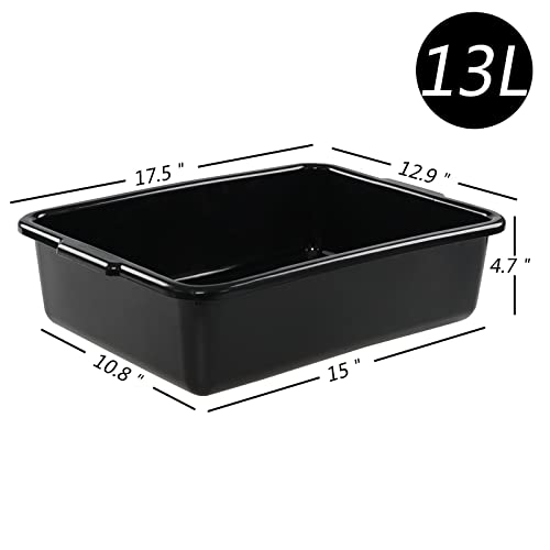 Easymanie 13 L Commercial Bus Tub Box, 4 Pack, Dishpans for Restaurants, Black