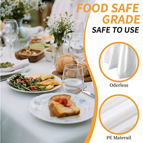 BTYOLFUP 10pcs Premium White Plastic Tablecloth for Rectangle Table 54" x 108", Elegant Plastic Table Cloth Cover, White Disposable Tablecloth for Party or Picnic