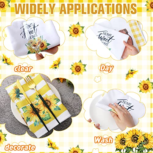 6 Pcs Kitchen Towels Sunflower Dish Towels Sunflower Absorbent Hand Towel Decorative Tea Towels Reusable Fast Drying Cleaning Dishcloths for Kitchen Summer Truck Housewarming Gifts 15.75 x 23.62''