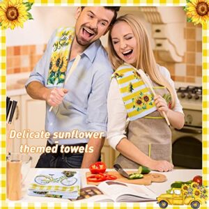 6 Pcs Kitchen Towels Sunflower Dish Towels Sunflower Absorbent Hand Towel Decorative Tea Towels Reusable Fast Drying Cleaning Dishcloths for Kitchen Summer Truck Housewarming Gifts 15.75 x 23.62''