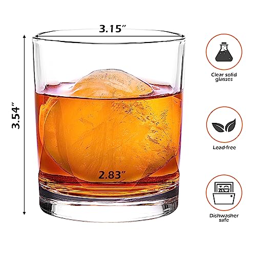 CUCUMI 11oz 6pcs Whiskey Glasses Old Fashioned Glasses Includes Chilling Stones, Ice Clip, Scotch Rocks Glasses Bourbon Glassware Gifts for Men