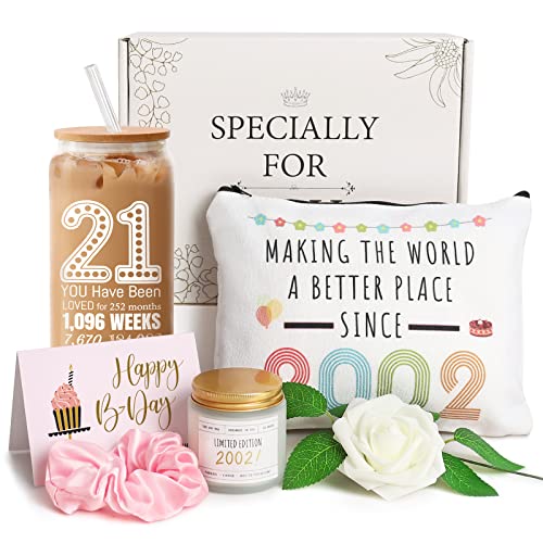 21st Birthday Gifts for Women, 21st Birthday Gifts for Her, 21st Birthday Decorations for Her, 21 Years Old Gift for Daughter Friends Sisters, Funny Unique 21st Bday Gifts with 18Oz Coffee Cups, 6 pcs