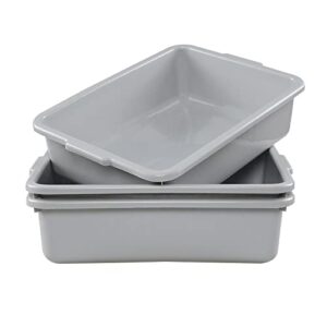 obstnny 13 l commercial bus tub, 3 pack plastic dishpan basin, grey