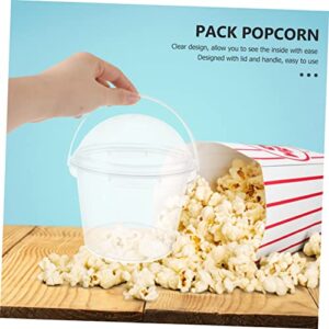 iplusmile Food Containers 5pcs Portable Popcorn Bucket Plastic Popcorn Bucket Snack Popcorn Bucket Golden Jade Popcorn Bucket Transparent Cream Handbag Fruit Snacks