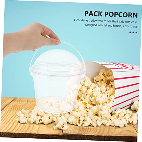 iplusmile Food Containers 5pcs Portable Popcorn Bucket Plastic Popcorn Bucket Snack Popcorn Bucket Golden Jade Popcorn Bucket Transparent Cream Handbag Fruit Snacks