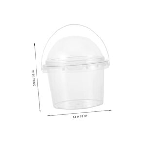 iplusmile Food Containers 5pcs Portable Popcorn Bucket Plastic Popcorn Bucket Snack Popcorn Bucket Golden Jade Popcorn Bucket Transparent Cream Handbag Fruit Snacks