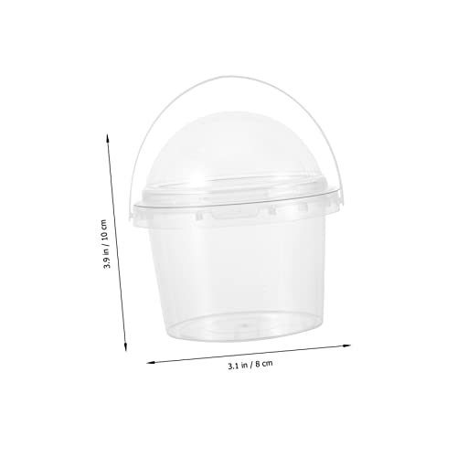 iplusmile Food Containers 5pcs Portable Popcorn Bucket Plastic Popcorn Bucket Snack Popcorn Bucket Golden Jade Popcorn Bucket Transparent Cream Handbag Fruit Snacks