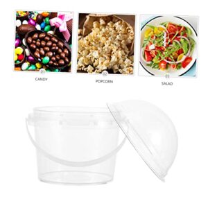 iplusmile Food Containers 5pcs Portable Popcorn Bucket Plastic Popcorn Bucket Snack Popcorn Bucket Golden Jade Popcorn Bucket Transparent Cream Handbag Fruit Snacks