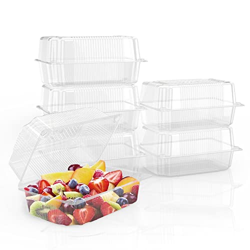 200 Pcs Clear Hoagie Container, 7.3 x 4.9 x 3.8 inch Plastic Hinged Food Container, Disposable Clamshell Take Out Food Containers for Salads, Hamburger, Fruit, Cake, Cookie, Sandwiches