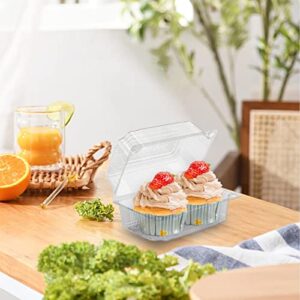 200 Pcs Clear Hoagie Container, 7.3 x 4.9 x 3.8 inch Plastic Hinged Food Container, Disposable Clamshell Take Out Food Containers for Salads, Hamburger, Fruit, Cake, Cookie, Sandwiches